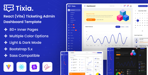 Tixia - React (Vite) Ticketing Admin Dashboard Template | DexignZone